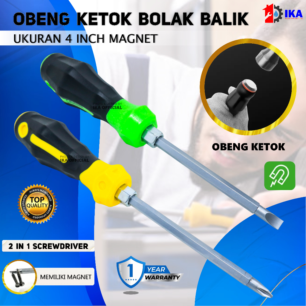 Jual Obeng Ketok 4 inch Bolak Balik Plus Minus Berkualitas / Obeng ...