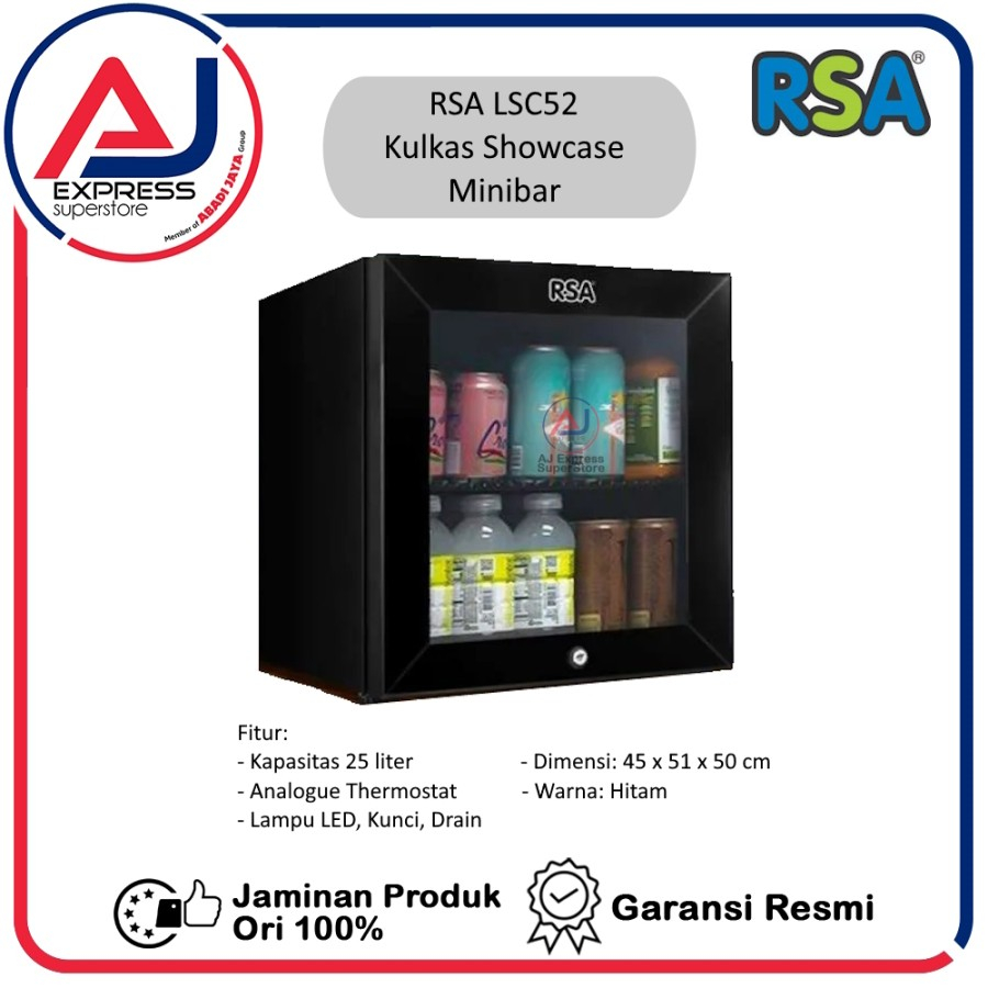 Jual Showcase Mini Bar RSA LSC52 Display Cooler Portable 52 Liter ...