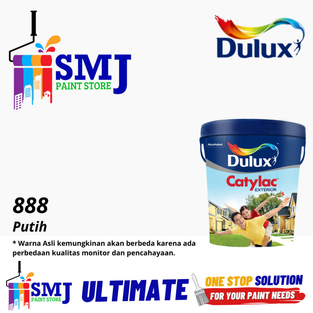 Jual Cat Tembok Eksterior DULUX CATYLAC EXTERIOR Warna Putih 888 5kg ...