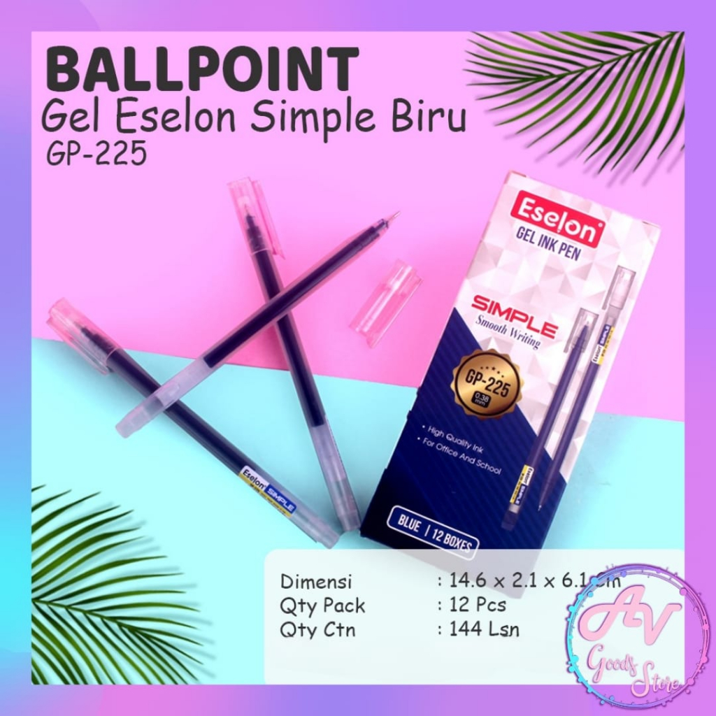Jual Ballpoint Gel Simple Eselon GP-225 (12pcs) / 1Lusin Pulpen Gel 0 ...