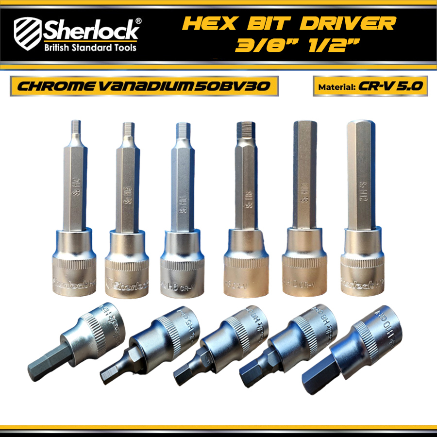 Jual Mata Kunci Sok Socket Drive 3/8 " 1/2 " inch Hex Bit Shock L 4-12 ...