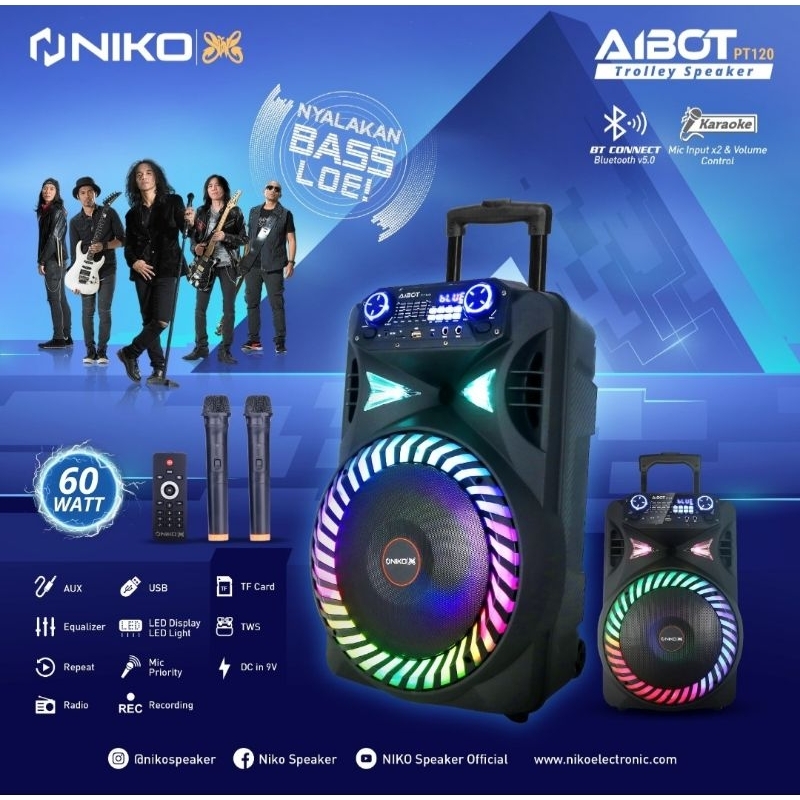 Jual NIKO Aibot PT120 Portable Speaker Meeting 12 inch Bluetooth 60 ...