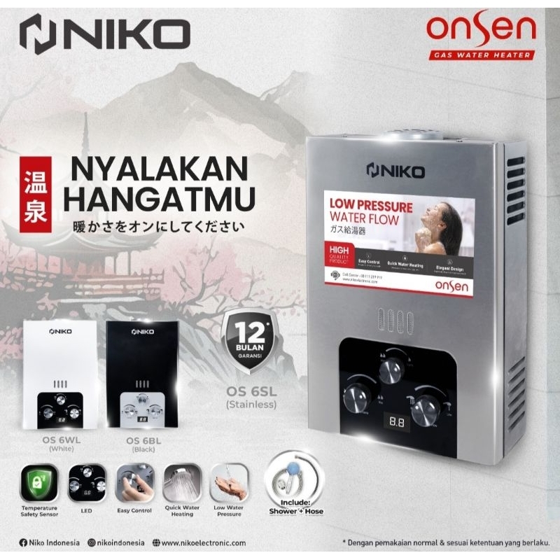 Jual NIKO Onsen OS 6L Gas Water Heater 6 Liter with LED Temperature ...
