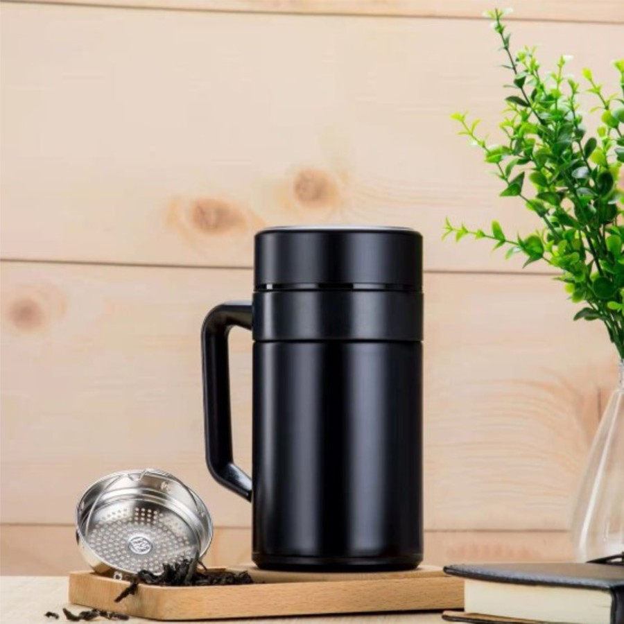Jual [ HITAM ] Mug Tea HN22 Termos Cup Gagang Tumbler Gelas Botol ...