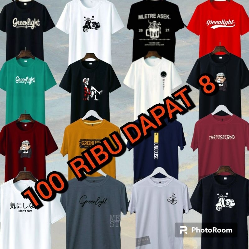 Jual 100 ribu dapat 8 kaos motif distro baju keren pria dan wanita ...