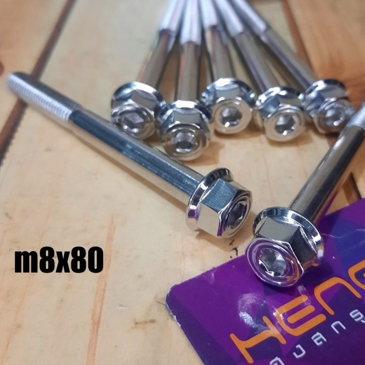 Jual Baut Probolt 8x80 Drat 12 Model 2Kunci Hexagon Stainless Chrome 100% Original Heng Thailand ...