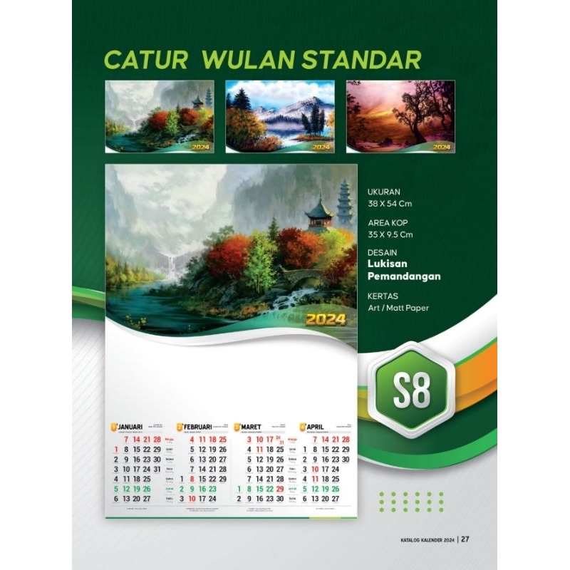 Jual Blangko Kalender 2024 Catur Wulan 1 Pack isi 100 Set | Shopee ...