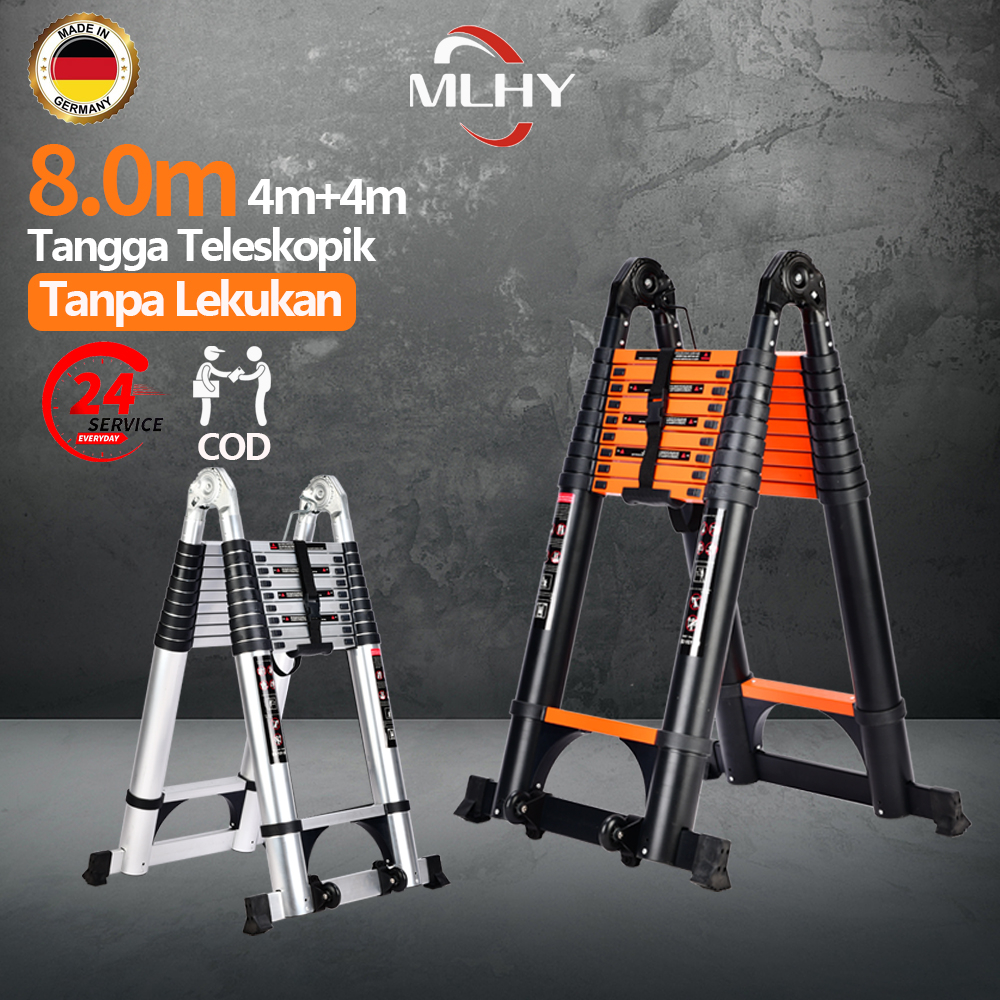 Jual Ready！MLHY Tangga Teleskopik tanpa lekukan（4+4）8M Aluminium Double ...