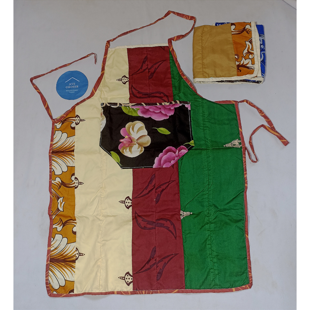 Jual CELEMEK APRON DEWASA DAPUR MASAK SAMBUNGAN KAIN PERCA | Shopee ...