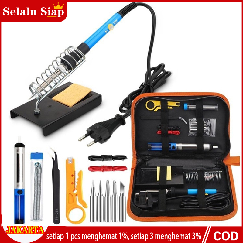 Jual 15pcs/set Kit Solder besi elektrik 60W, alat perbaikan pengelasan ...