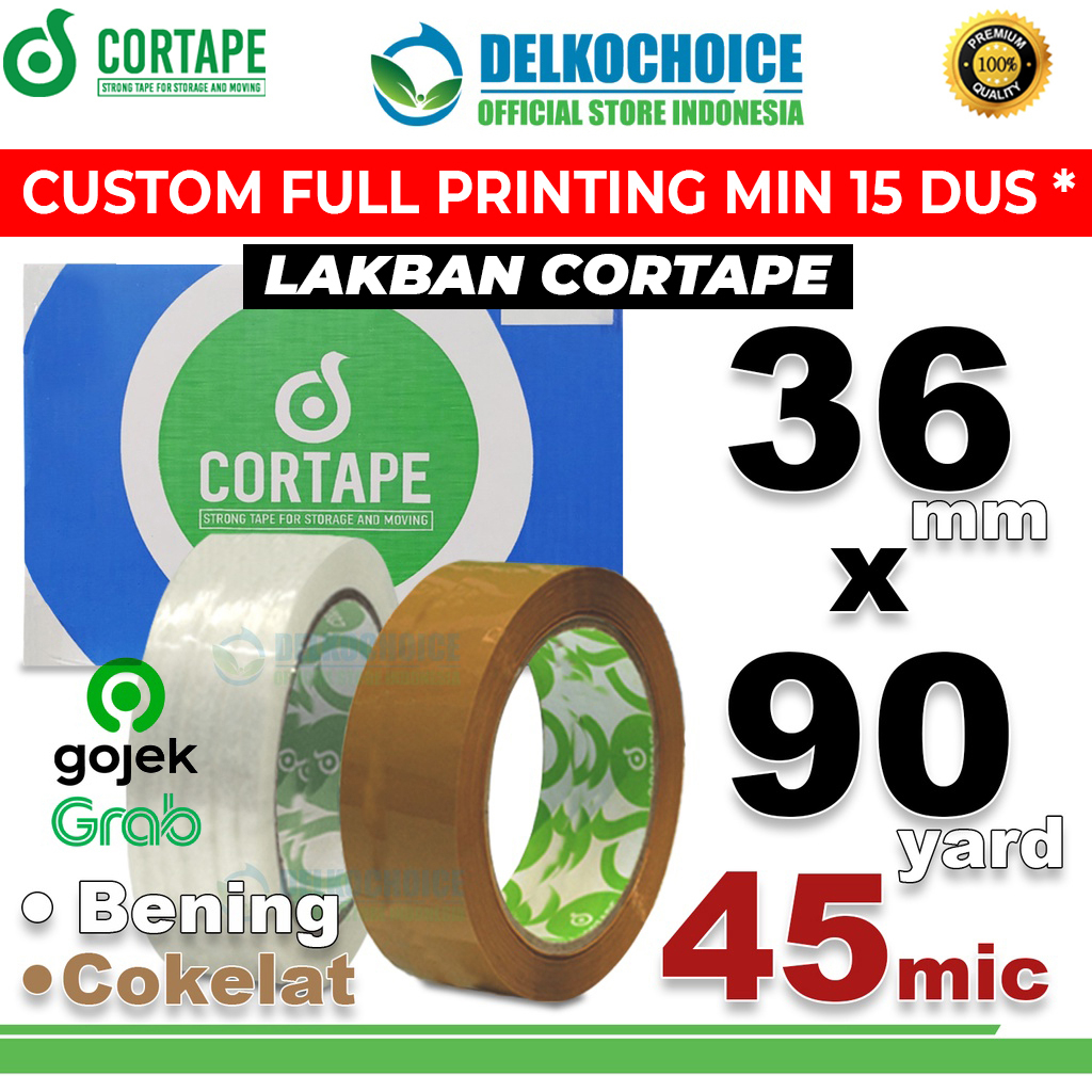 Jual Lakban 36mm x 90yard CORTAPE Plakban Isolasi OPP Tape PREMIUM ...