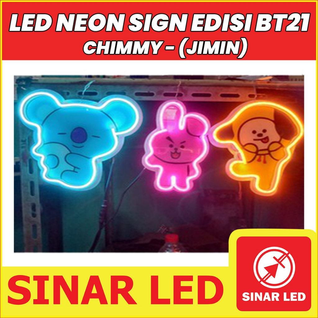Jual LED NEON SIGN EDISI BT21 -CHIMMY- (JIMIN) | Shopee Indonesia