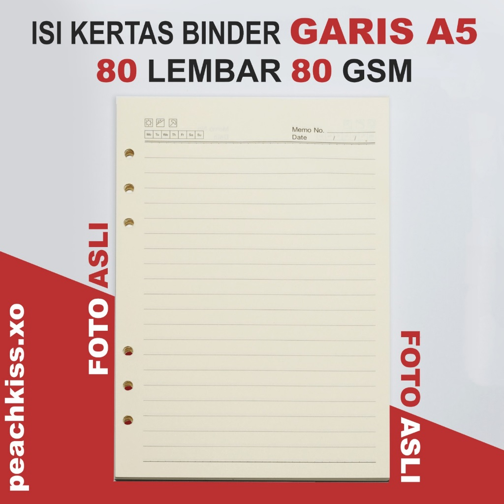Jual Loose Leaf Binder A5 - 6 Ring Kertas Isi 80 Lembar 6 Lubang ...