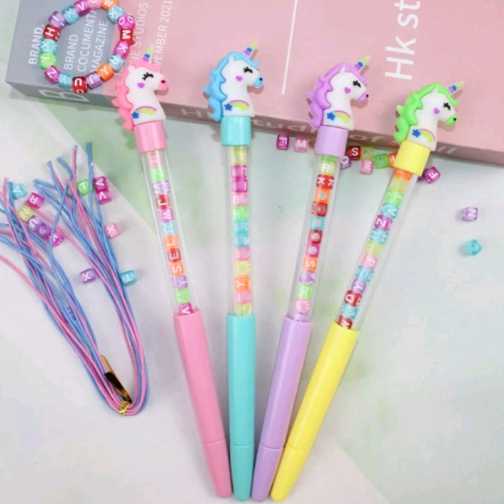 Jual Bolpen Unicorn DIY Pen Unicorn Cute Huruf Abjad | Shopee Indonesia