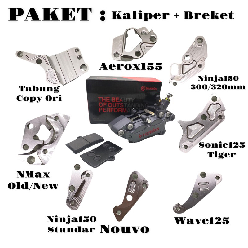 Jual PAKET Kaliper 4Piston Big Pot BABET Axial KANAN PLUS BREKET Mio ...
