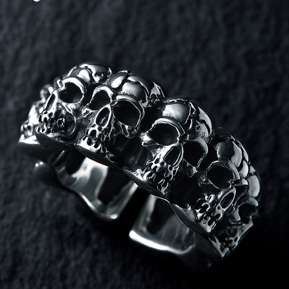 Jual Cincin 10 Kepala Tengkorak / Cincin Tengkorak Pria Ajdustable ...