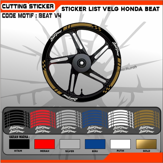 Jual Stiker List Velg Motor Beat Varian Warna Set Depan Belakang Stiker ...