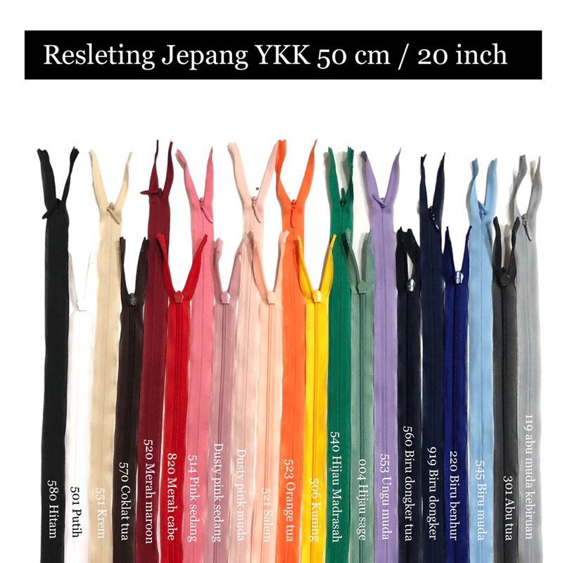 Jual Resleting Jepang YKK 50 cm / 20 inch | Lusinan | Shopee Indonesia