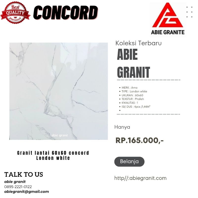 Jual Granit keramik lantai 60x60 concord london white | Shopee Indonesia