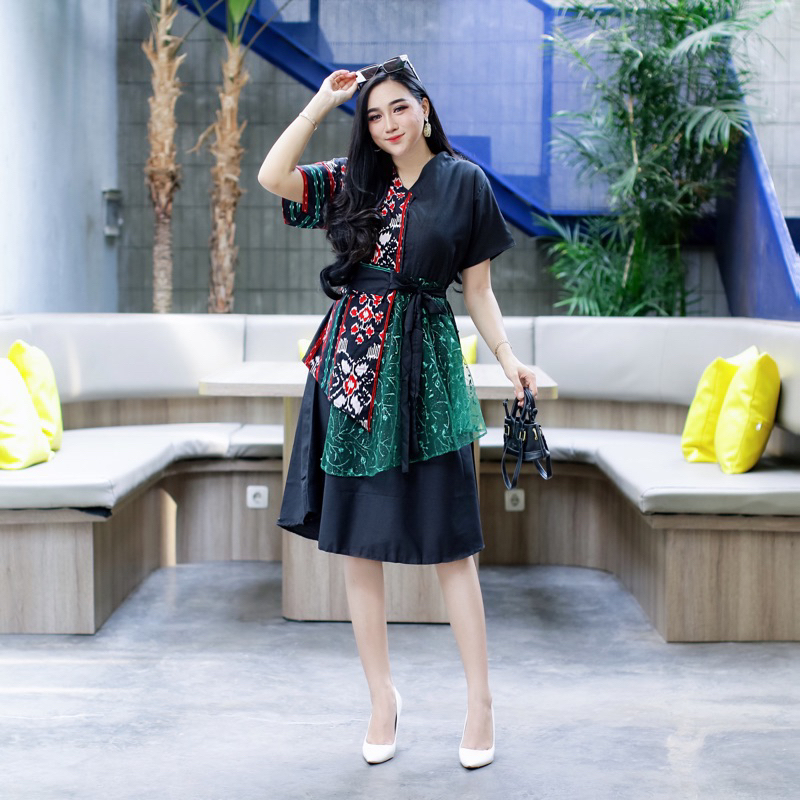 Jual keishan.id - dress tile mutiara motif andin baju natal kondangan ...