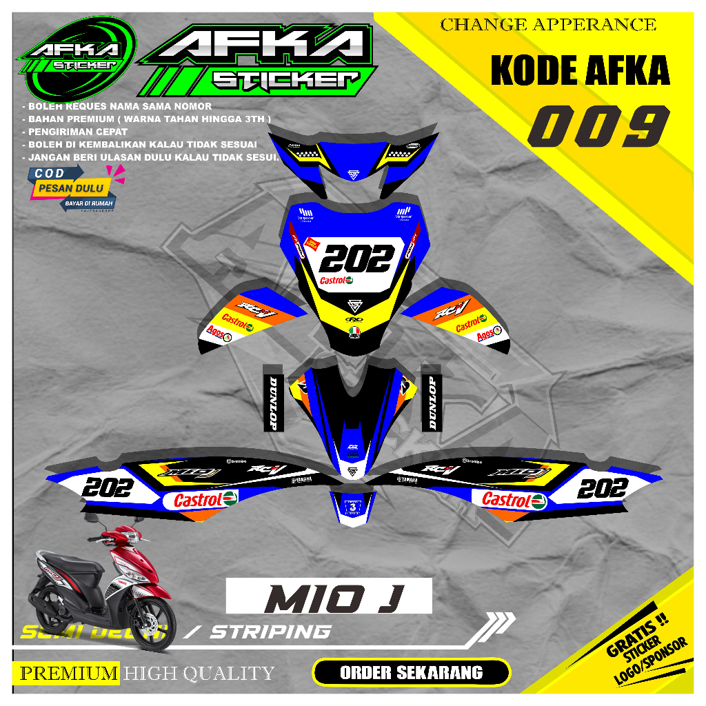 Jual Variasi Decal Sticker Yamaha Mio J-Full Body Motif Racing Desain ...