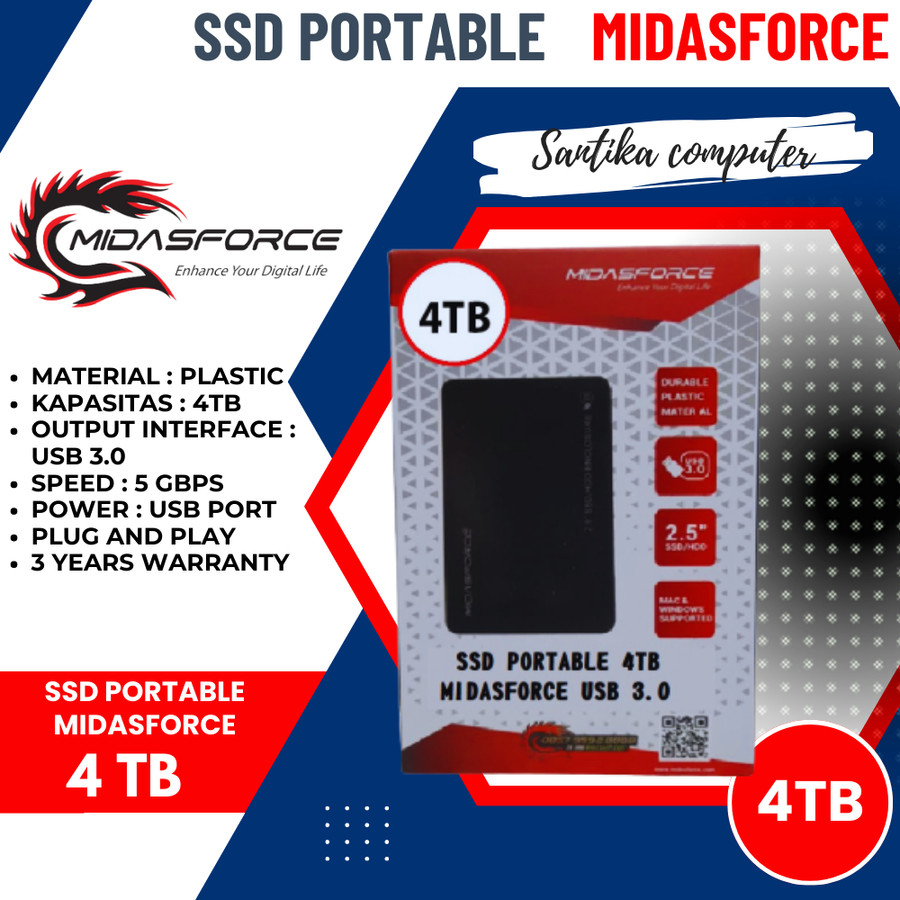 Jual SSD Portable Midasforce 4TB USB3.0 - SSD External 4 TB Midas Force ...