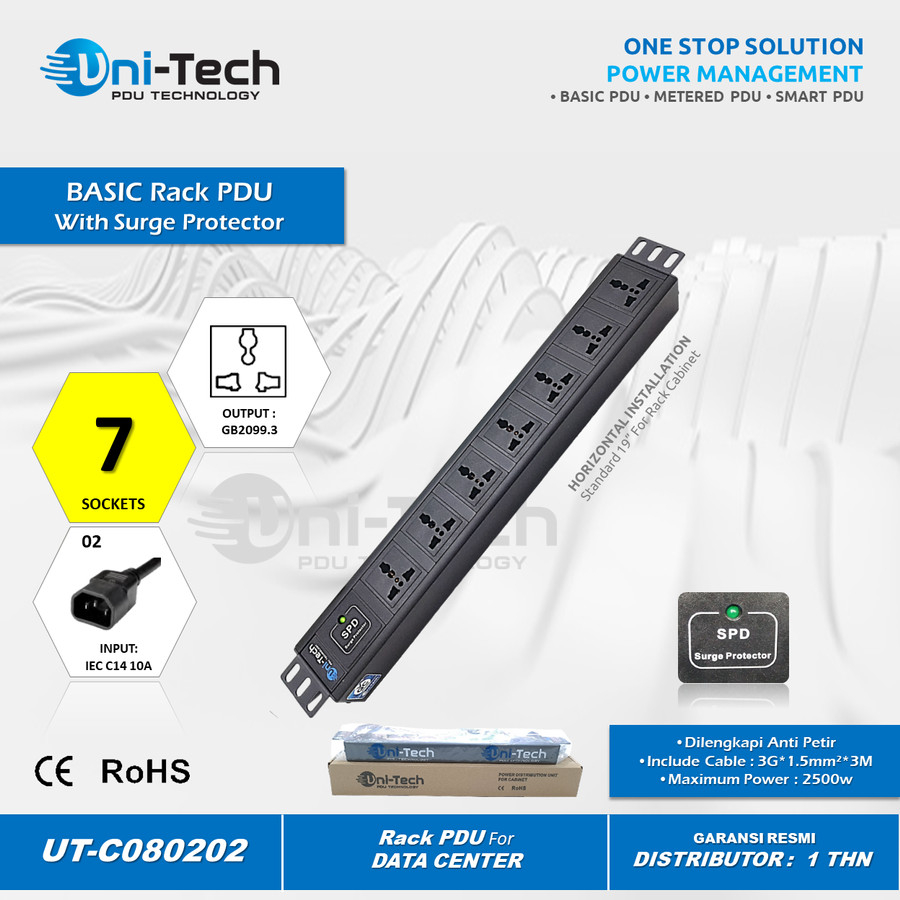 Jual Basic PDU 7 Sockets Universal with SP Input IEC C14 10A | Shopee ...