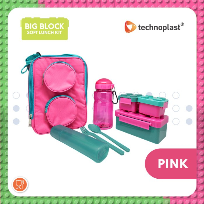 Jual Technoplast Big Block Lego Lunch Box Set / Tempat Makan Set + Tas ...