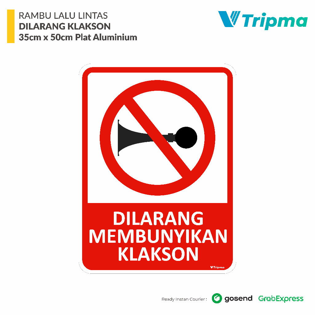 Jual Rambu Dilarang Membunyikan Klakson - Kotak 35cm x 50cm Plat ...