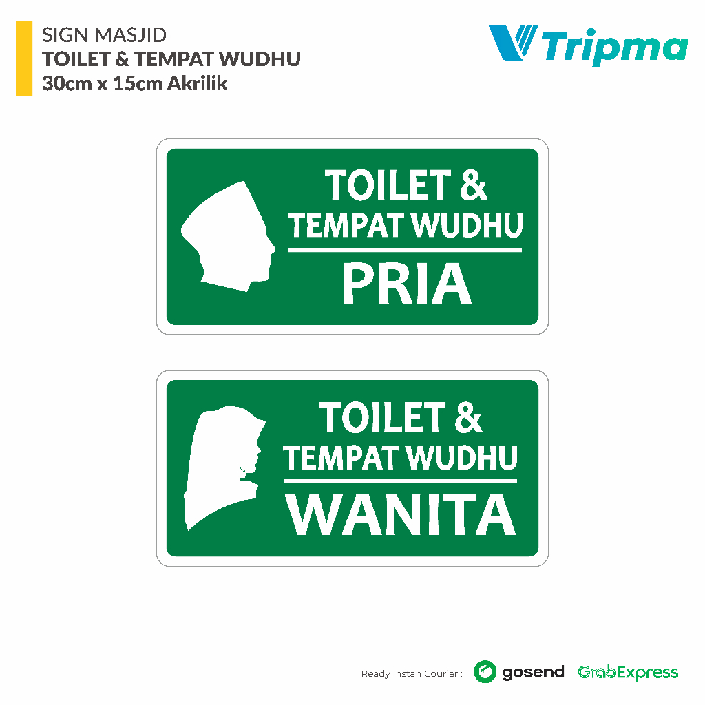 Jual Rambu Rambu Sign Toilet & Tempat Wudhu - 30cm x 15cm - Akrilik ...
