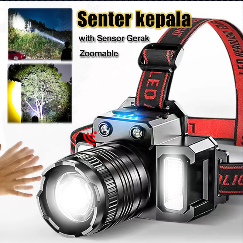 Jual Anbolt Senter Kepala Super Terang Jarak Jauh Anti Air Zoomable Lampu Kepala LED USB ...