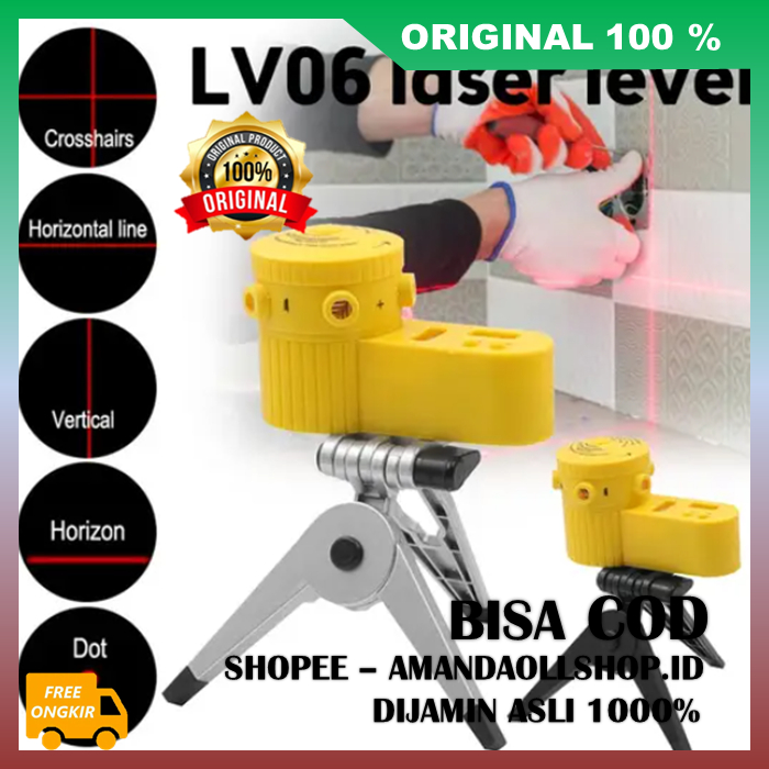 Jual LV06 Laser Level Tripod Laser Waterpass Alat Ukur Laser Garis ...