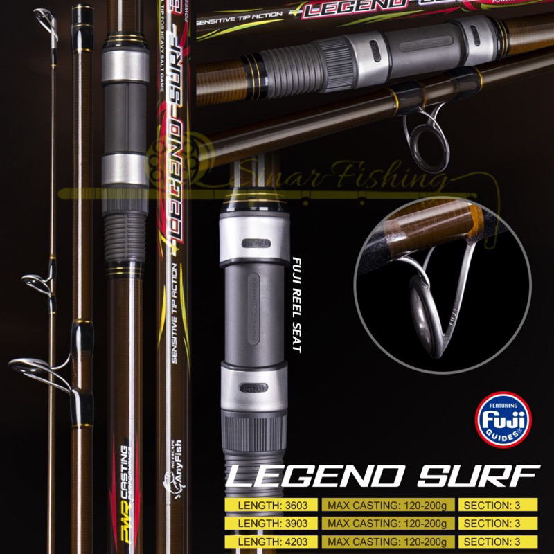 Jual Joran Surf Laut Sambung 3 Anyfish Legend 360 390 420 450 Full Fuji ...