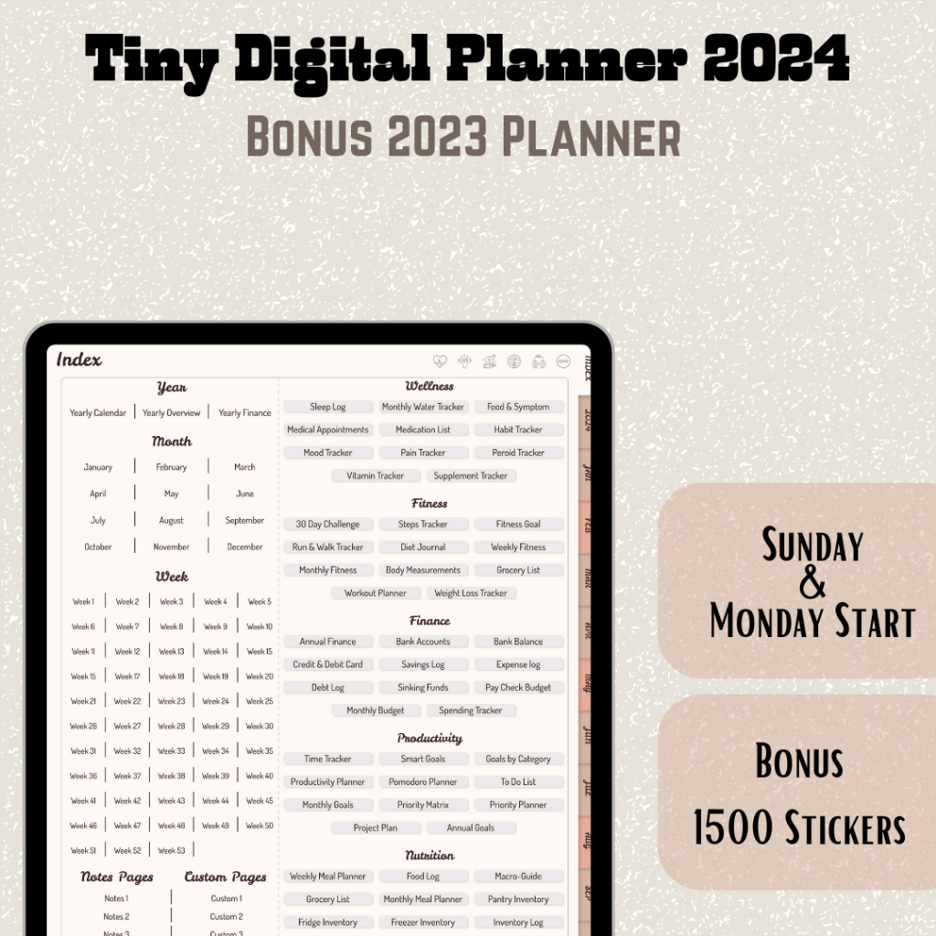 Jual Digital Planner 2024, Undated --- Tiny Digital Planner | Shopee ...