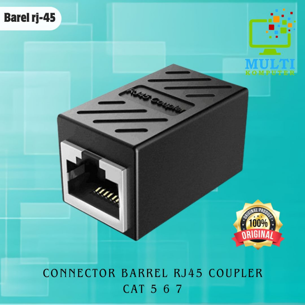 Jual Connector Barrel rj45 coupler cat 5 6 7 - Sambungan rj45 - Barel ...