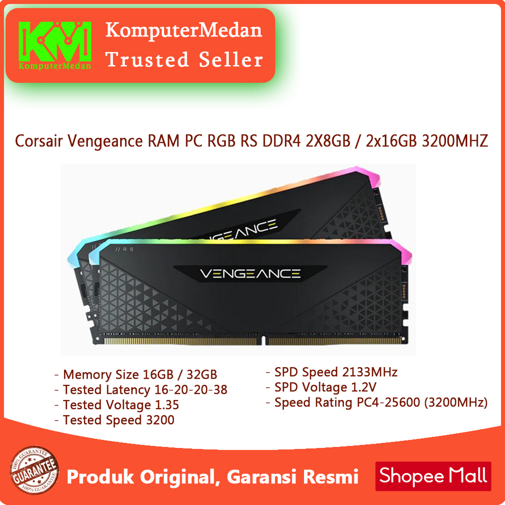 Jual RAM Corsair Vengeance RAM PC RGB RS DDR4 2X8GB / 2x16GB 3200MHZ | Shopee Indonesia
