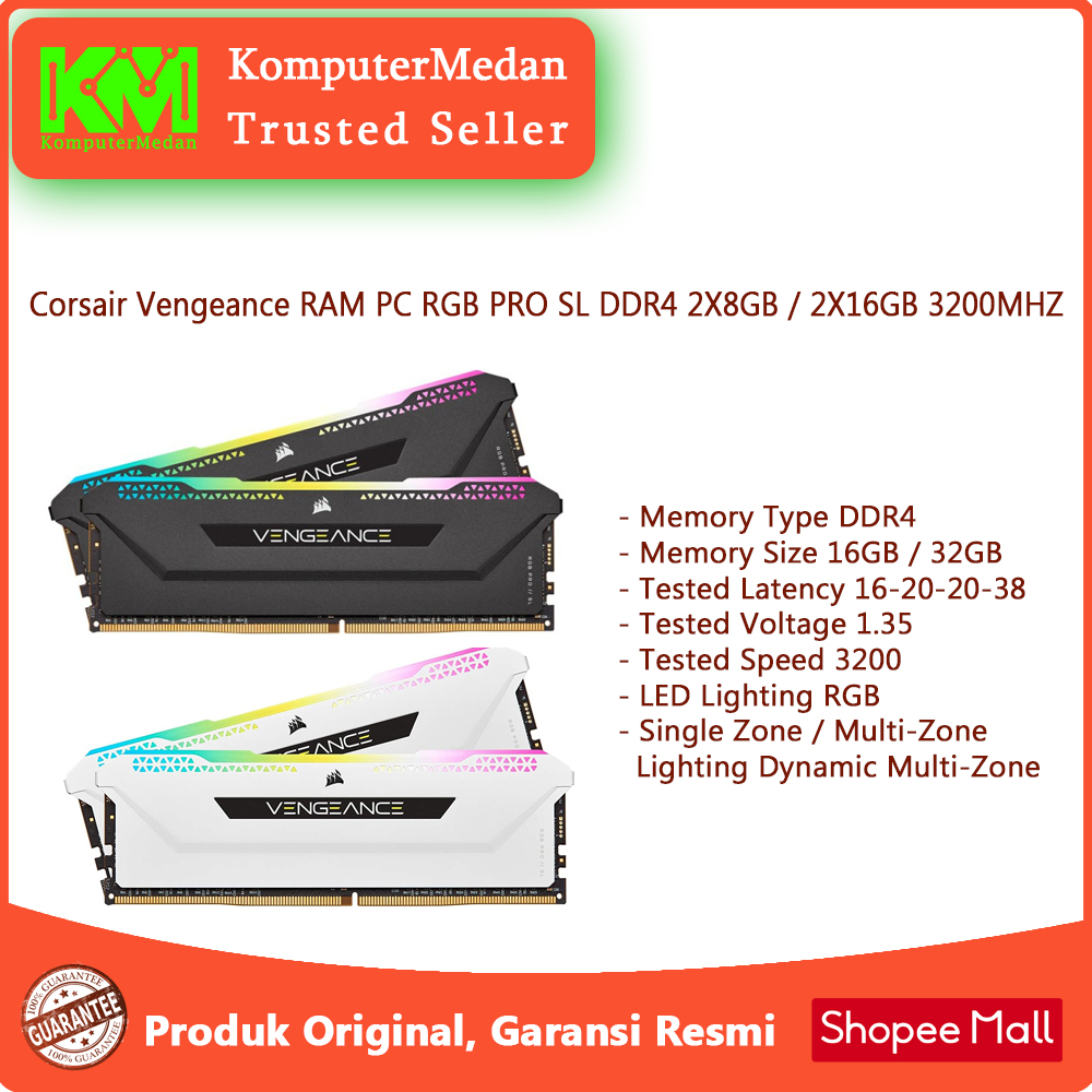 Jual RAM Corsair Vengeance RAM PC RGB PRO SL DDR4 2X8GB / 2X16GB 3200MHZ | Shopee Indonesia