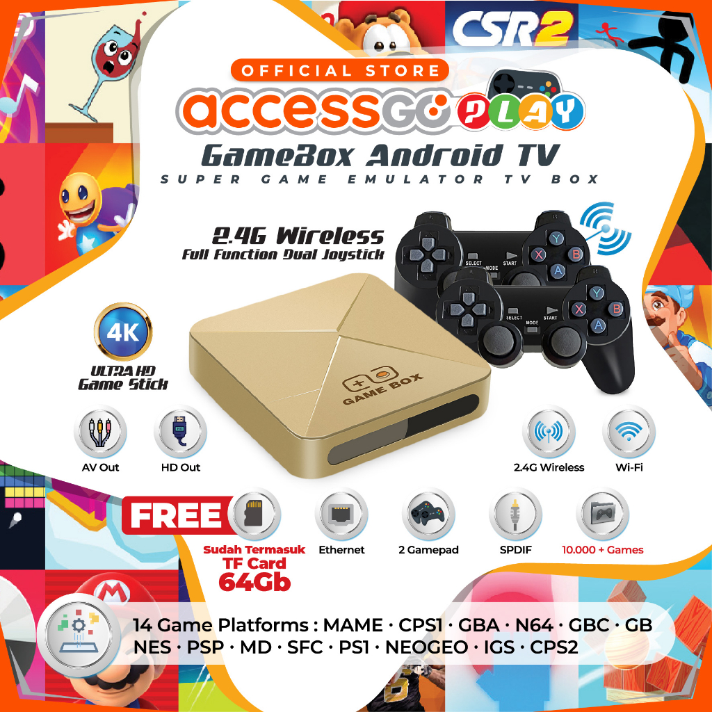 Jual Game box Android HD 4K Super Console Video Gamebox 50+ Emulator ...