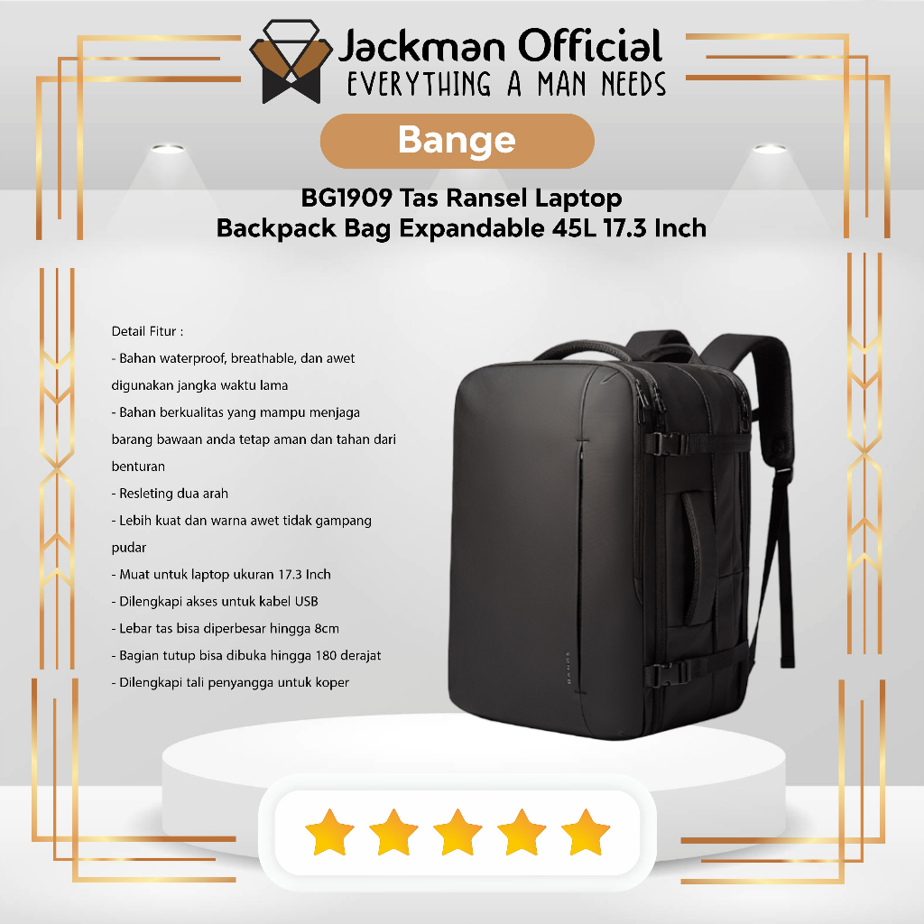 Jual BANGE BG1909D Tas Ransel Laptop Backpack Bag Expandable 45L 17.3 Inch | Shopee Indonesia