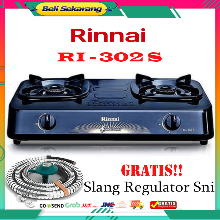 Jual Rinnai RI 302S Kompor Gas 2 Tungku Free Selang Regulator PROMO ...