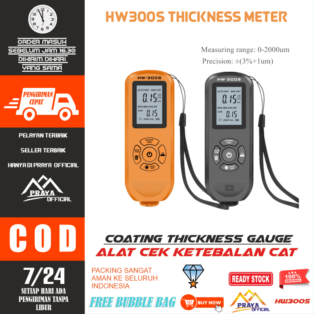Jual Alat Pengukur Ketebalan Cat Mobil Motor HW-300s Coating Thickness ...