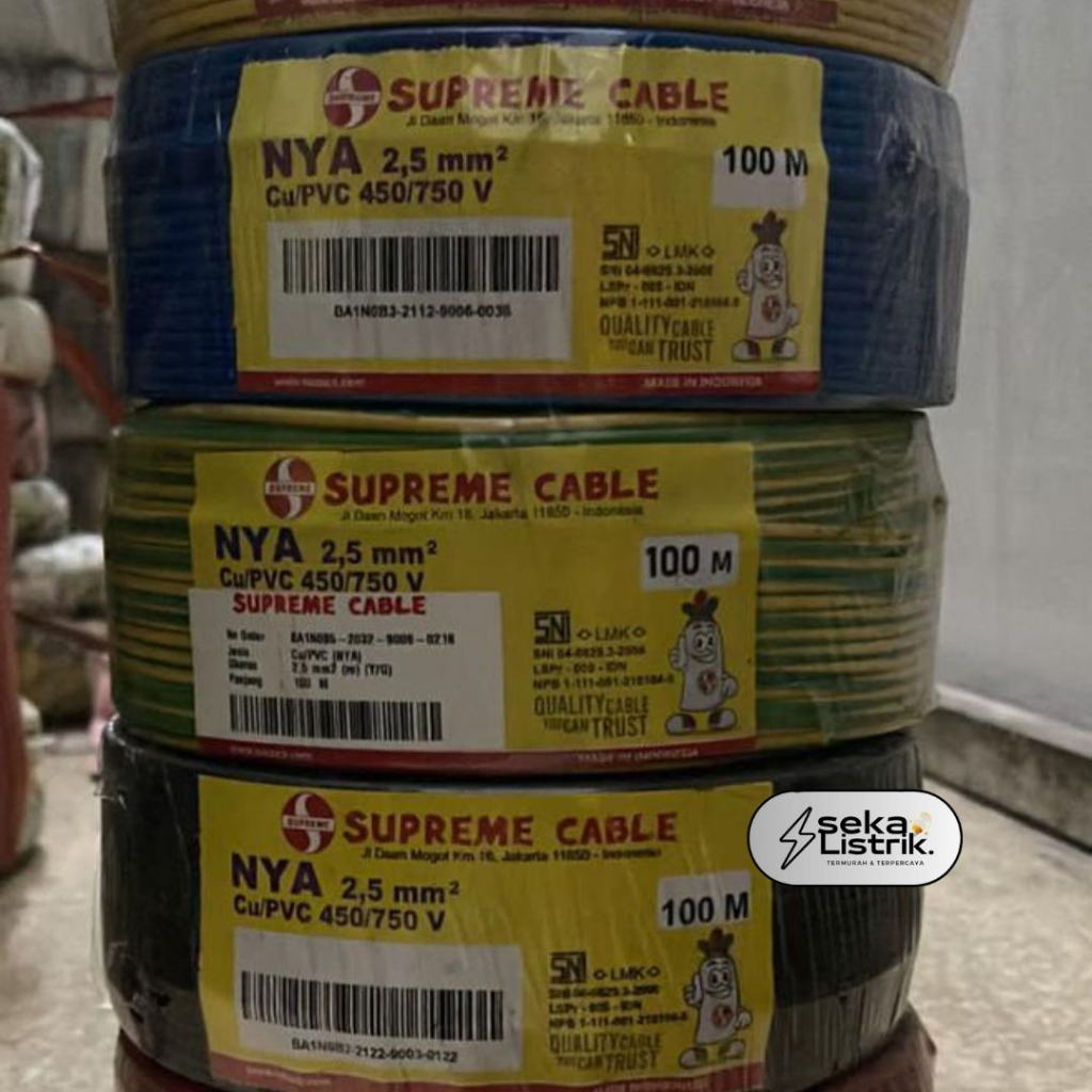 Jual SUPREME NYA 2.5MM ( 100 M )/KABEL LISTRIK KAWAT/ENGKEL/TUNGGAL TEMBAGA | Shopee Indonesia