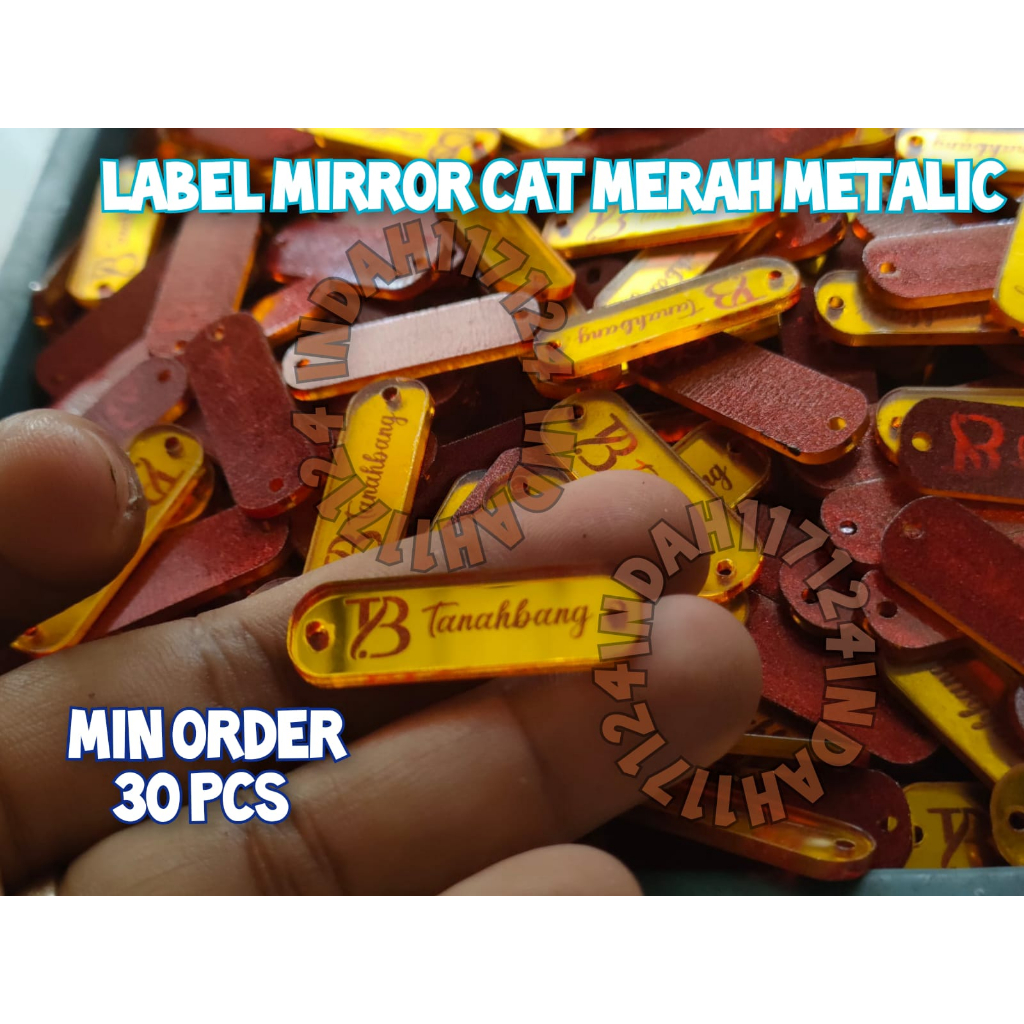 Jual LABEL AKRILIK TULISAN MERAH METALIC / LOGO HIJAB | Shopee Indonesia