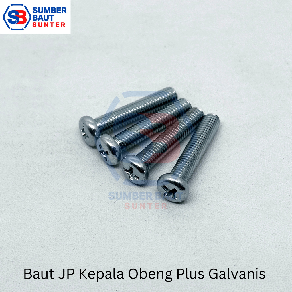 Jual JP 4x70 Baut Kepala Obeng + Bulat Pan Head Galvanis M4 x 70 ...