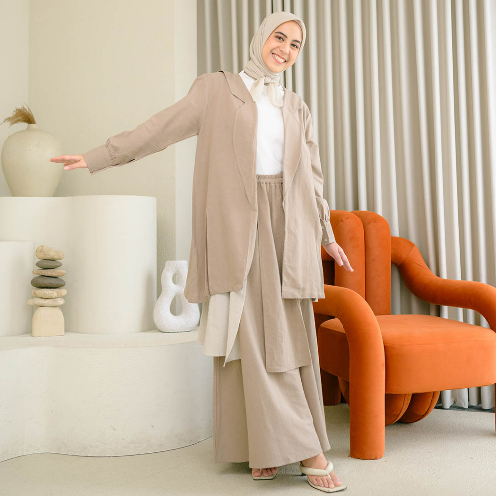 Jual Lozy Hijab - Tami Set (One Set Linen Rok & Outer) | Shopee Indonesia