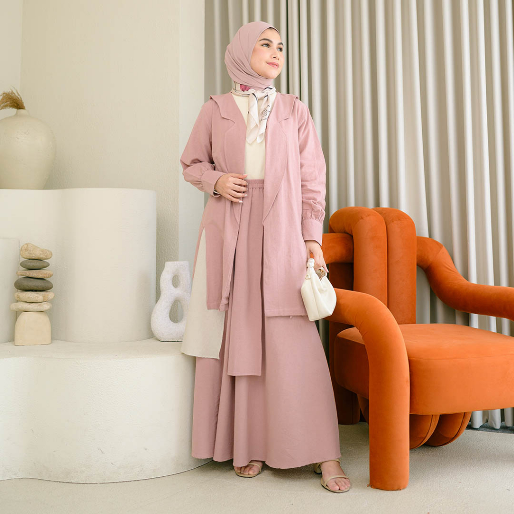 Jual Lozy Hijab - Tami Set (One Set Linen Rok & Outer) | Shopee Indonesia