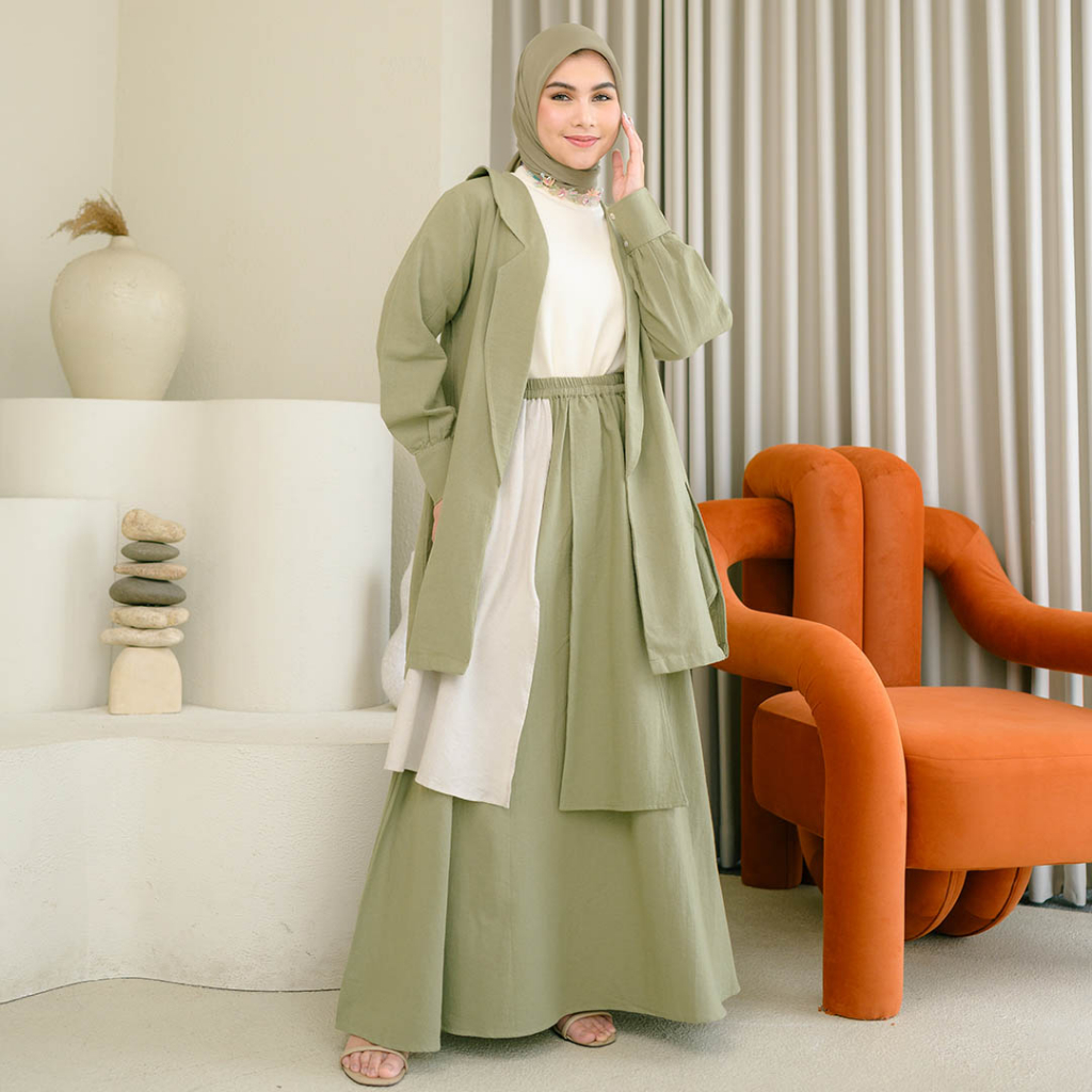 Jual Lozy Hijab - Tami Set (One Set Linen Rok & Outer) | Shopee Indonesia
