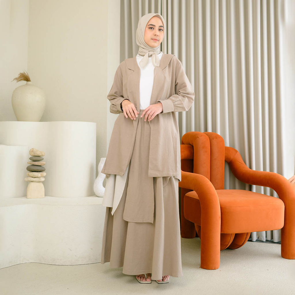 Jual Lozy Hijab - Tami Set (One Set Linen Rok & Outer) | Shopee Indonesia