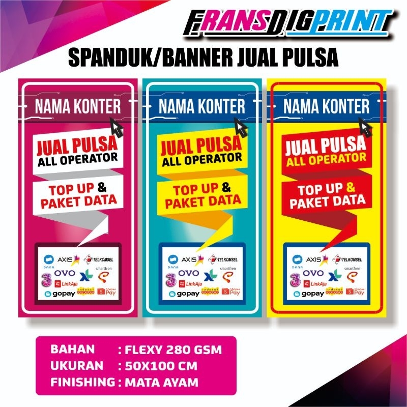 Jual spanduk konter pulsa , banner konter , spamduk jual pulsa , spanduk konter | Shopee Indonesia