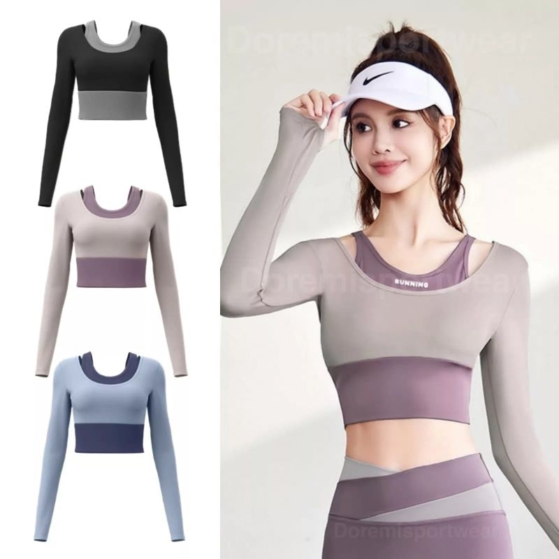 Jual Baju gym wanita slim fit lengan panjang(jmc) | Shopee Indonesia